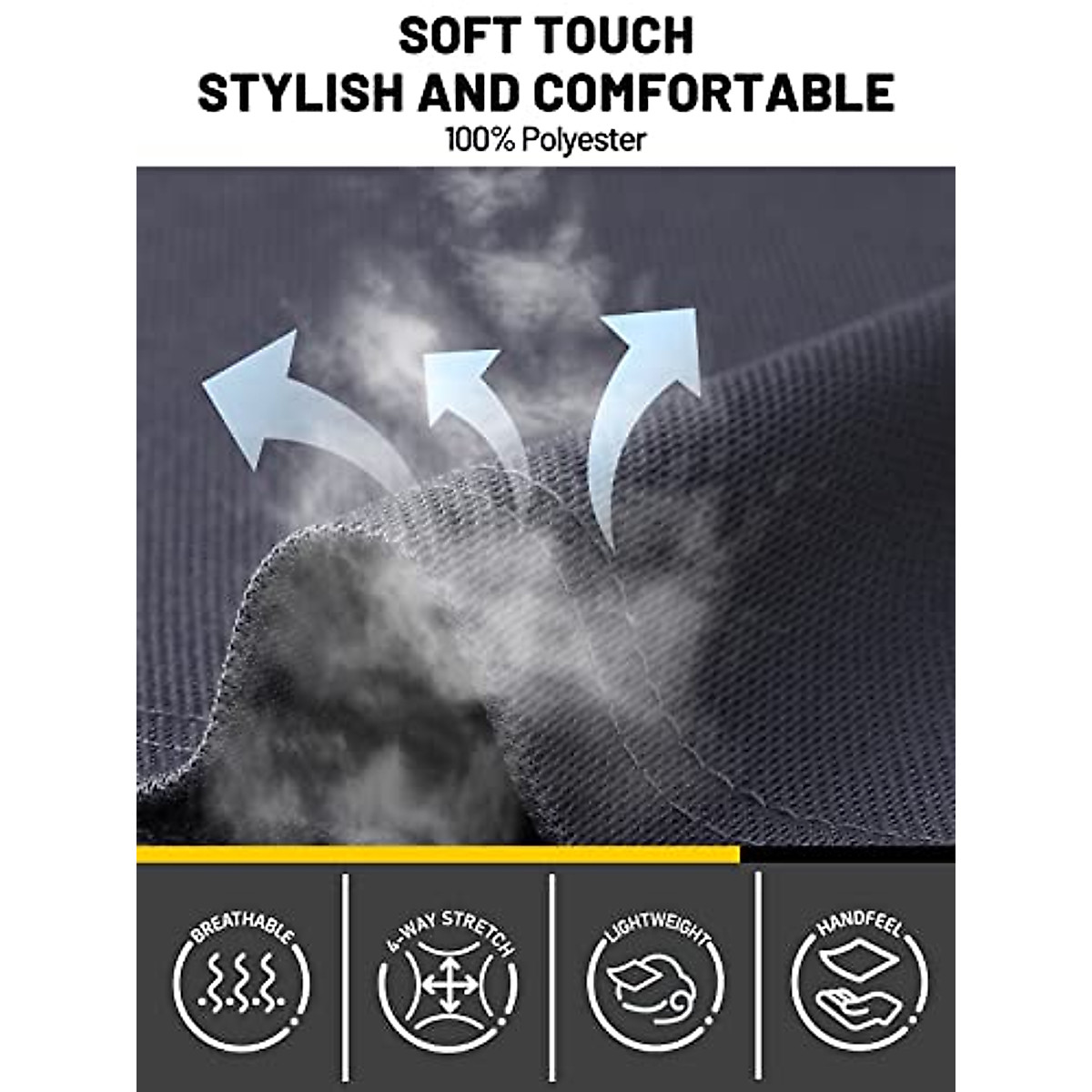 MIER Men's Polo Shirts Polyester Casual Tennis Collared Shirts Short Sleeve with Pocket, Sun Protection, Grey, XXL