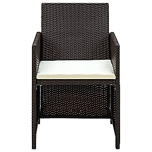 Camerina 4 Piece Patio with Cushions Patio Furniture Sets Outdoor Sectional Furniture Conversation Sets Patio Furniture Set Rattan Brown