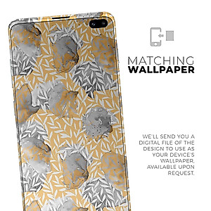 DesignSkinz Karamfila Yellow & Gray Floral V6 Protective Vinyl Decal Wrap Skin Cover Compatible with The Samsung Galaxy S20 (Screen Trim & Back Glass Skin)