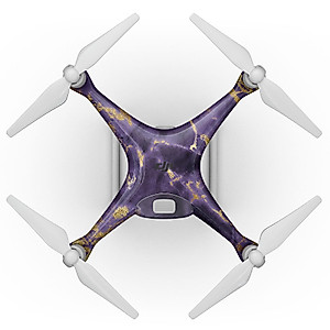 Design Skinz Design Skinz Purple Marble & Digital Gold Foil V3 Full-Body Wrap Decal Skin-Kit Compatible with The Drone DJI Phantom 4 Pro