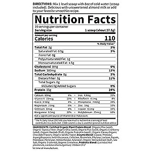 Garden of Life Organic Plant Protein Smooth Chocolate Powder, 10 Servings - Vegan, Grain Free & Gluten Free Plant Based Protein Shake with 1 Billion CFU Probiotics & Enzymes, 15 g Protein, 9.7 Oz