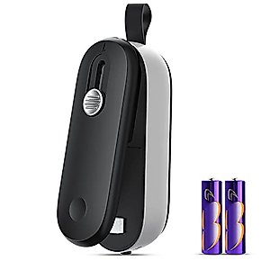 FEPPO Mini Bag Sealer, 2 in 1 Bag Sealer Heat Seal with Cutter, Portable Vacuum Sealer Handheld Bag Resealer Machine with Lanyard for Plastic Bags Food Snack Storage (Batteries Included)