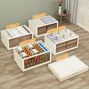 Storage Bins with Lid, 36 Gal Extra Large Collapsible Storage Bins with Private Panel, 3 Packs Stackable Storage Bins with Wheels,Closet Organizers and Storage for Home, Ofiice, Dorm