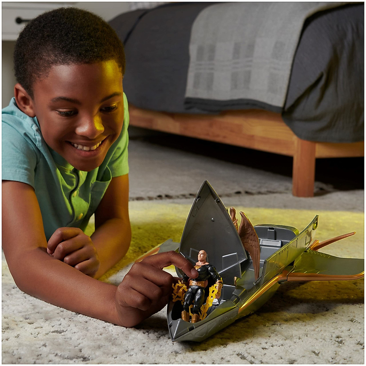 DC Comics, Hawk Cruiser Patrol, Includes Black Adam and Hawkman Action Figures, Over 16-inch Wide, First Edition, Super Hero Kids Toys for Boys and Girls Aged 4 and Up