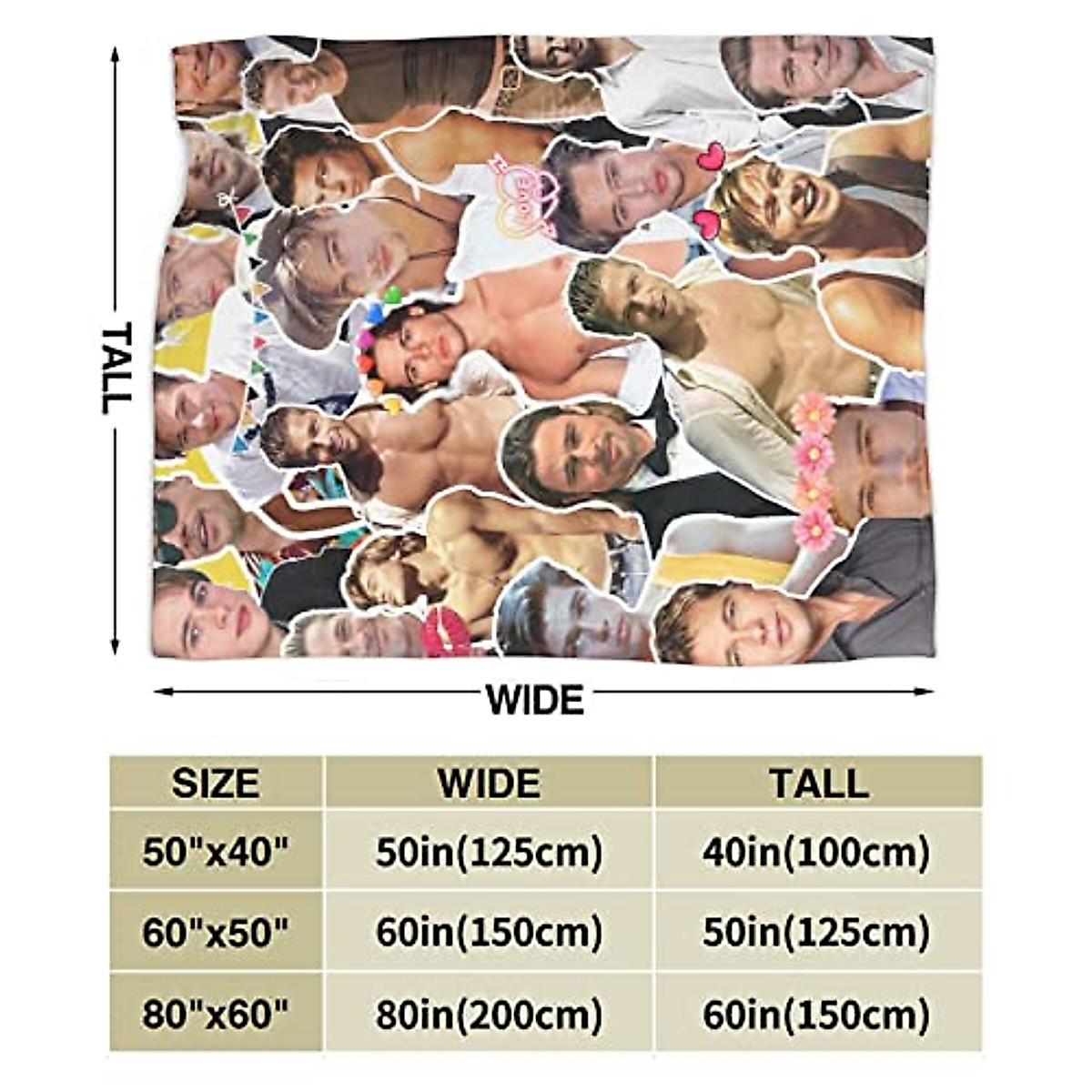Blanket Brad Pitt Soft and Comfortable Warm Fleece Blanket for Sofa,Office Bed car Camp Couch Cozy Plush Throw Blankets Beach Blankets