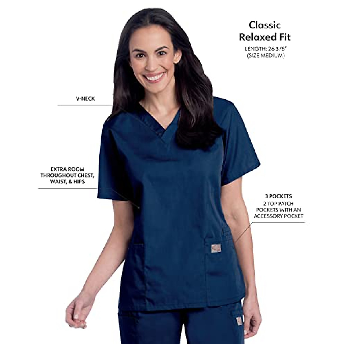 Landau Scrub Zone Relaxed Fit 2-Pocket V-Neck Scrub Top for Women 70221