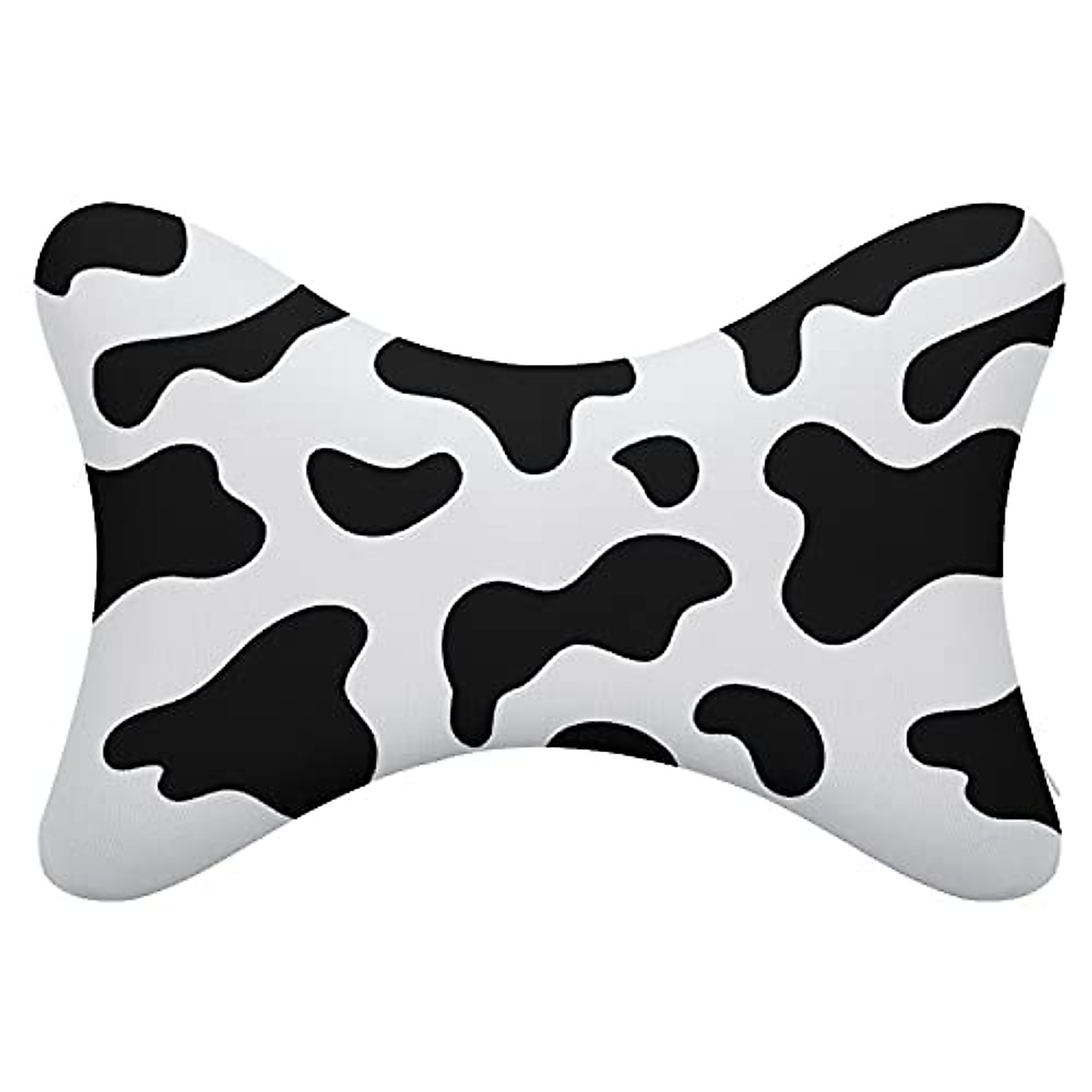 Bagea-Ka Cowhide Milk Cow Print 2PCS Car Neck Pillow Memory Foam Head Rest Support Cushion for Travel Car Seat Reclining Gaming Office Chair