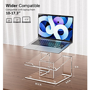 FUCDTEFC Acrylic Laptop Stand for Desk, Laptop Riser Tray for 13.3 14 15.6 Inch Clear Laptop Holder, Computer Stand for Laptop Compatible with MacBook, MacBook Pro, Dell, Lenovo, HP, Samsung