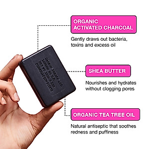 Carbon Theory | Charcoal & Tea Tree Oil Facial Cleansing Bar in Resealable Travel Pack | 100g