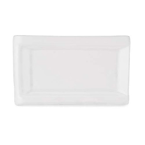 Hinomaru Collection White Porcelain Rectangular Serving Plates Set of 6 Durable Porcelain Multi Purpose Platters Party Tray Home Use Plates Restaurant Supply (10.5" L x 6.25" W x 1" H)