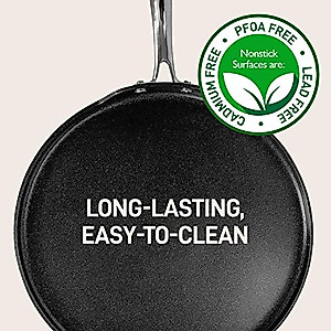 NutriChef Nonstick Stove Top Crepe Pan| Great for Pancakes, Eggs PTFE/PFOA/PFOS Free 12" Hard-Anodized Non stick Grill & Griddle Pan - Dishwasher Safe NCHAC45