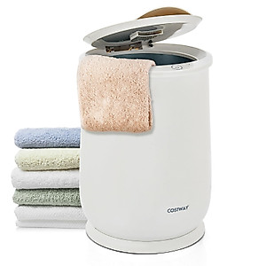 COSTWAY Bucket Style Towel Warmer, Large Towel Warmer with Flip-top Lid, Auto Shut Off, Ideal for 2 Oversized 45” x 70” Towels, Bathrobes, Portable Towel Warmer for Bathroom, Pool, Spa