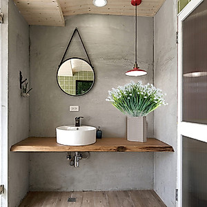 LXAFGP 8 Bundles Artificial Flowers Fake Greenery Outdoor UV Resistant Plants Faux Plastic Plants for Outdoor Shrubs Indoor Home Window Garden Wedding Porch Box Hanging Plants Decor (White)