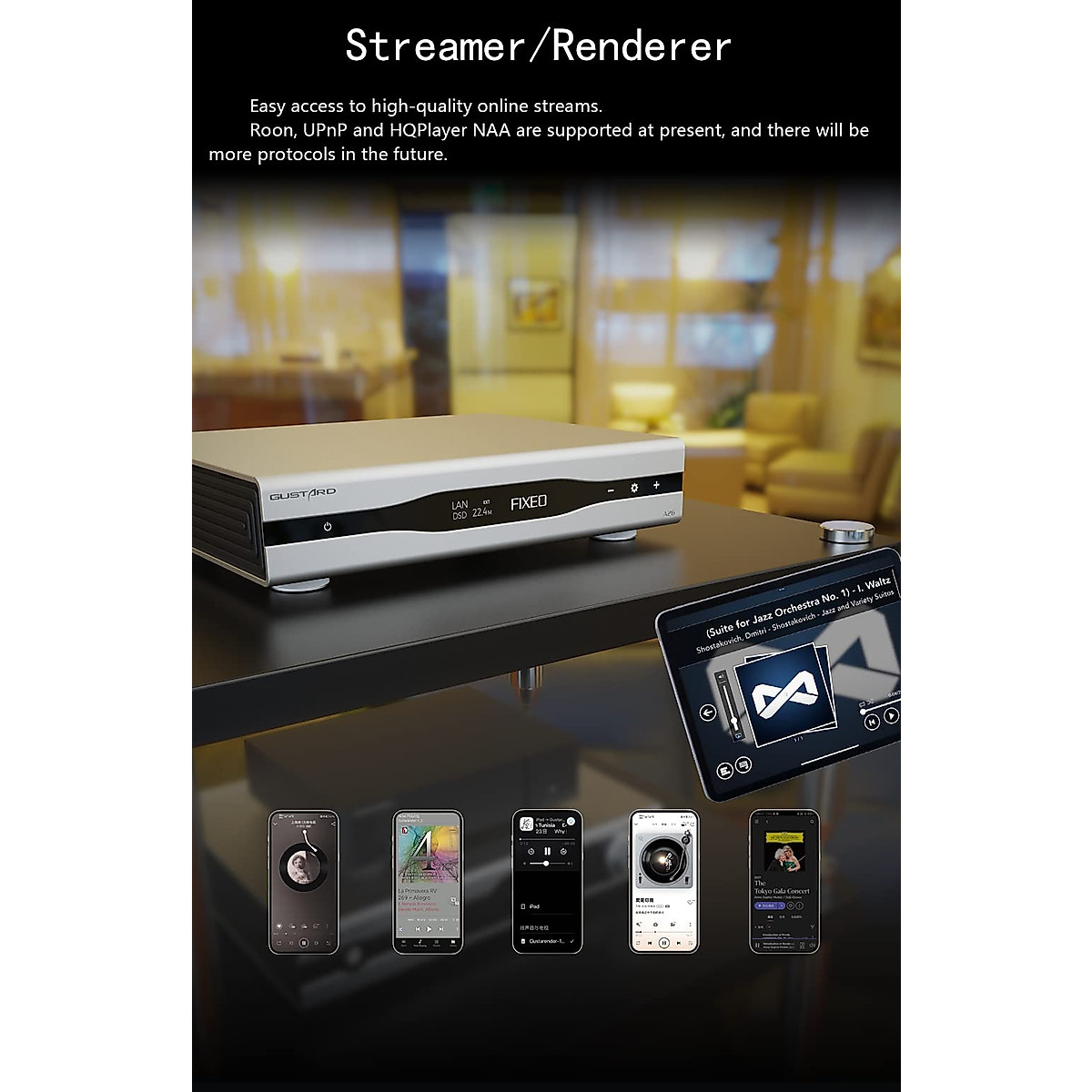 Gustard A26 MQA Decoder Dual AK4499EX & AK4191 Support DSD512 PCM768K MQA384K DAC-A26 with Streamer/Renderer (33 * 26 * 6.5cm, Silver, 1)