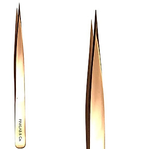 Rev Pro Gold Straight Fine Point Tweezer for Eyelash Extensions By PINKLAB