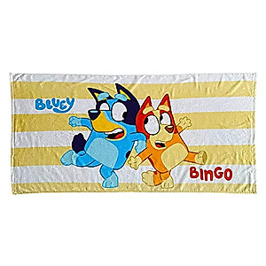 Bluey Bingo Stripe Beach Towel Kids Swim Bath Holiday Children Bath Towels Tv Show Gift for Boys Girls 70 x 140 cm