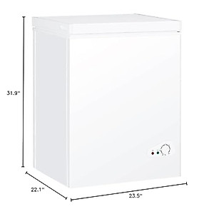Fcicarn Compact Chest Freezer, 3.5 Cu.Ft. Deep Freezer with Dividers and Basket, Manual Temperature Control, for Home Use, White