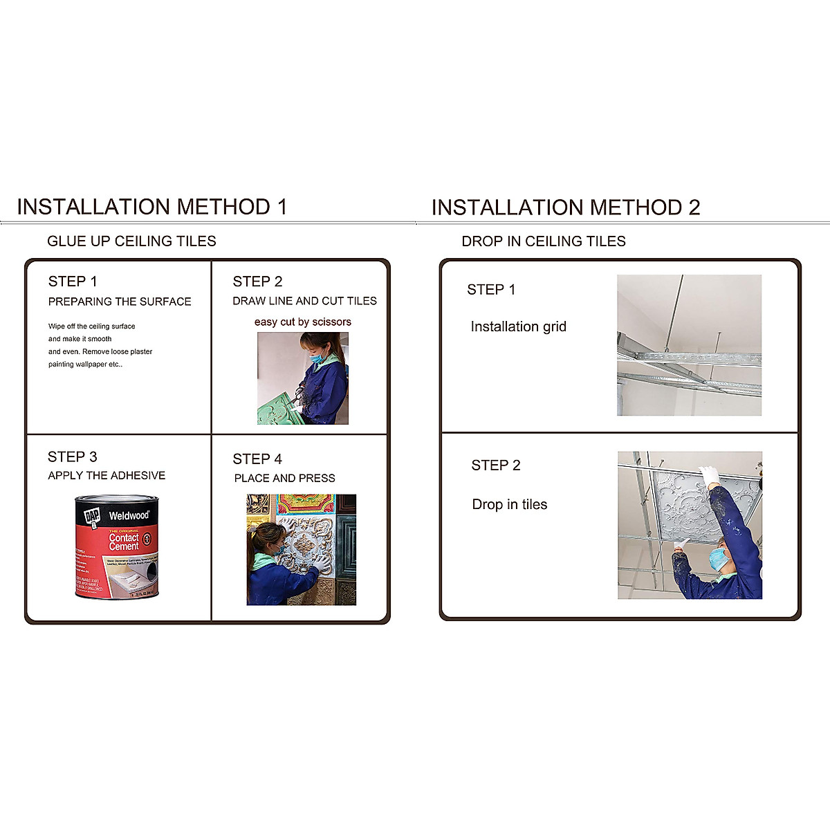 PAINTSDECOR Faux Antique tin Ceiling Tiles Painted Decor Ceiling Panels PL65 10pcs/lot