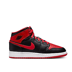Jordan Nike Air 1 Mid Men's Shoes Black/Fire Red-White DQ8426-060 10
