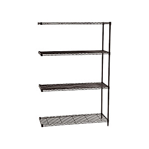 Safco Products 5292BL Industrial Wire Shelving Add-On Unit 48" W x 18" D x 72" H (Starter Unit and Extra Shelf Pack Sold Separately), Black