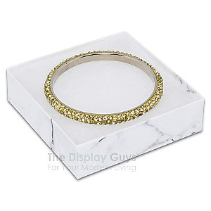 TheDisplayGuys - 25-Pack #33 Cotton Filled Cardboard Paper Jewelry Boxes Gift Case - Marble White (3.5" x 3.5" x 1.0") - for Shipping or Storage