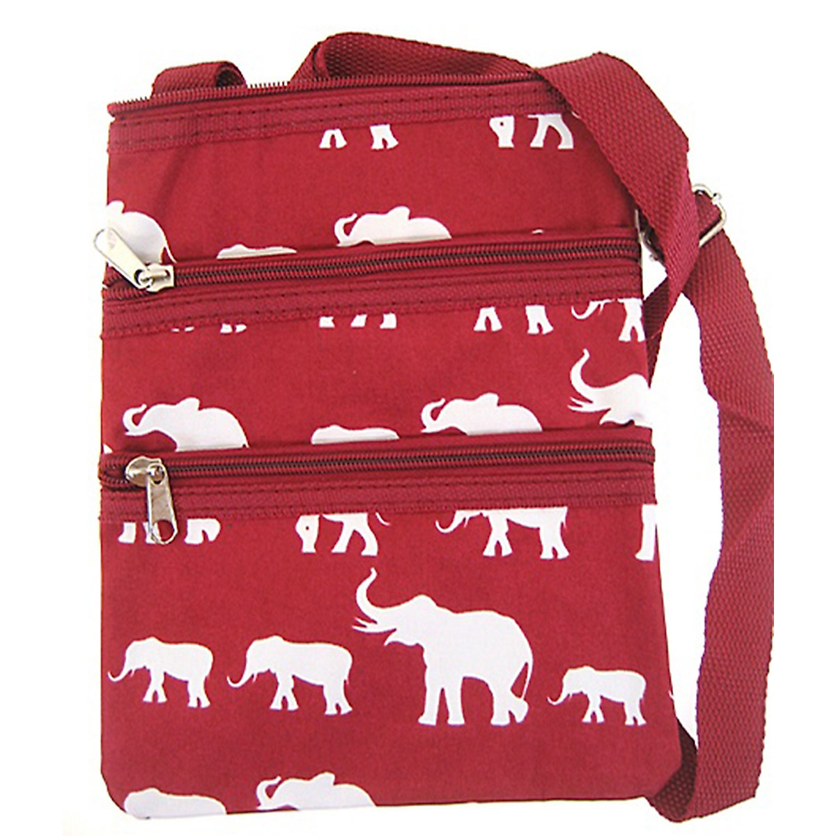 Elephant Print Cross Body Purse Messenger Bag Burgundy Alabama Roll Tide Bama