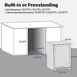 Yeego 24 Inch Wine Cooler, 46 Bottle Dual Zone Wine Refrigerator with Stainless Steel Tempered Glass Door,Memory Function, Fit Champagne Bottles, Wine Fridge Freestanding and Built-in