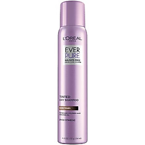 L'Oréal Paris EverPure Sulfate-Free Tinted Dry Shampoo for Dark, Brown and Black Colored Hair, Absorbs Oil, with Rice Starch, Vegan and Gluten-Free Formula, 4 fl oz