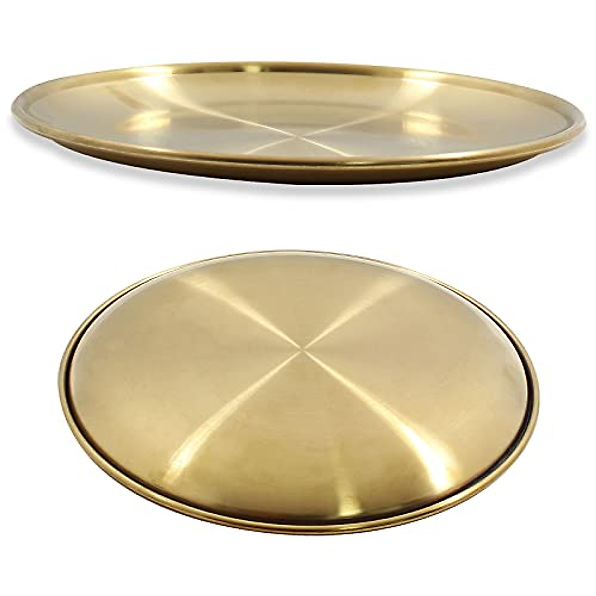 Jiozermi 6.69 Inch Stainless Steel Towel Tray, Serving Tray, Decorative Tray, Storage Tray for Cosmetics Jewelry Fruit Candy, Round, Gold