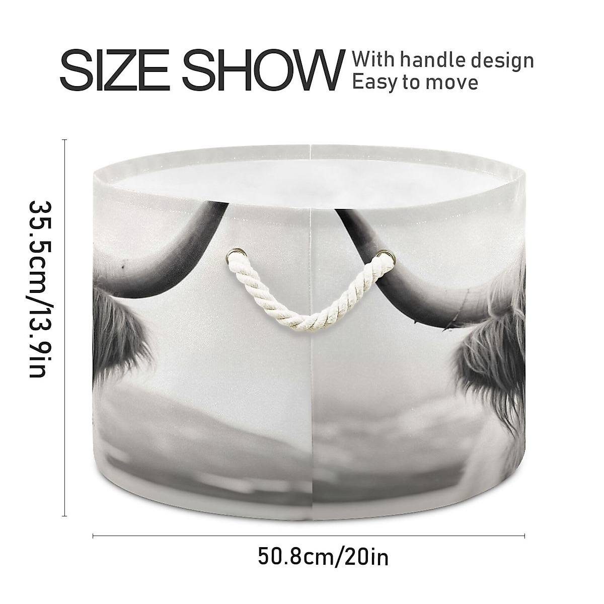 xigua Cotton Rope Basket Highland Cow Baby Laundry Basket Blanket Kids Toy Storage Basket Glove Box