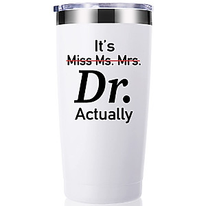 momocici It's Miss Ms Mrs Dr Actually 20 OZ Tumbler.Thank You Appreciation Retirement Doctor Gifts.Birthday,Christmas,Medical Graduation Gifts for Men Women.Dentist,Doctor,Physician Travel Mug(White)
