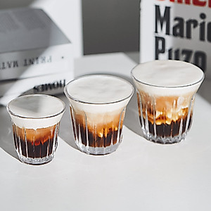 Bincoo Glass Coffee Mug Set 2x90ML, Clear Glass Coffee Mugs with Wooden Coasters, Coffee, Cappuccino, Latte, Espresso Glass Cup Heat Resistant