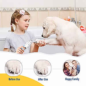 Peteast Electric Dog Nail Grinder Professional, Upgraded Type C W LED Lighting, Quiet Painless Safe Smooth Paw Grooming, Powerful 7 Speeds Clipper Trimmer (White)