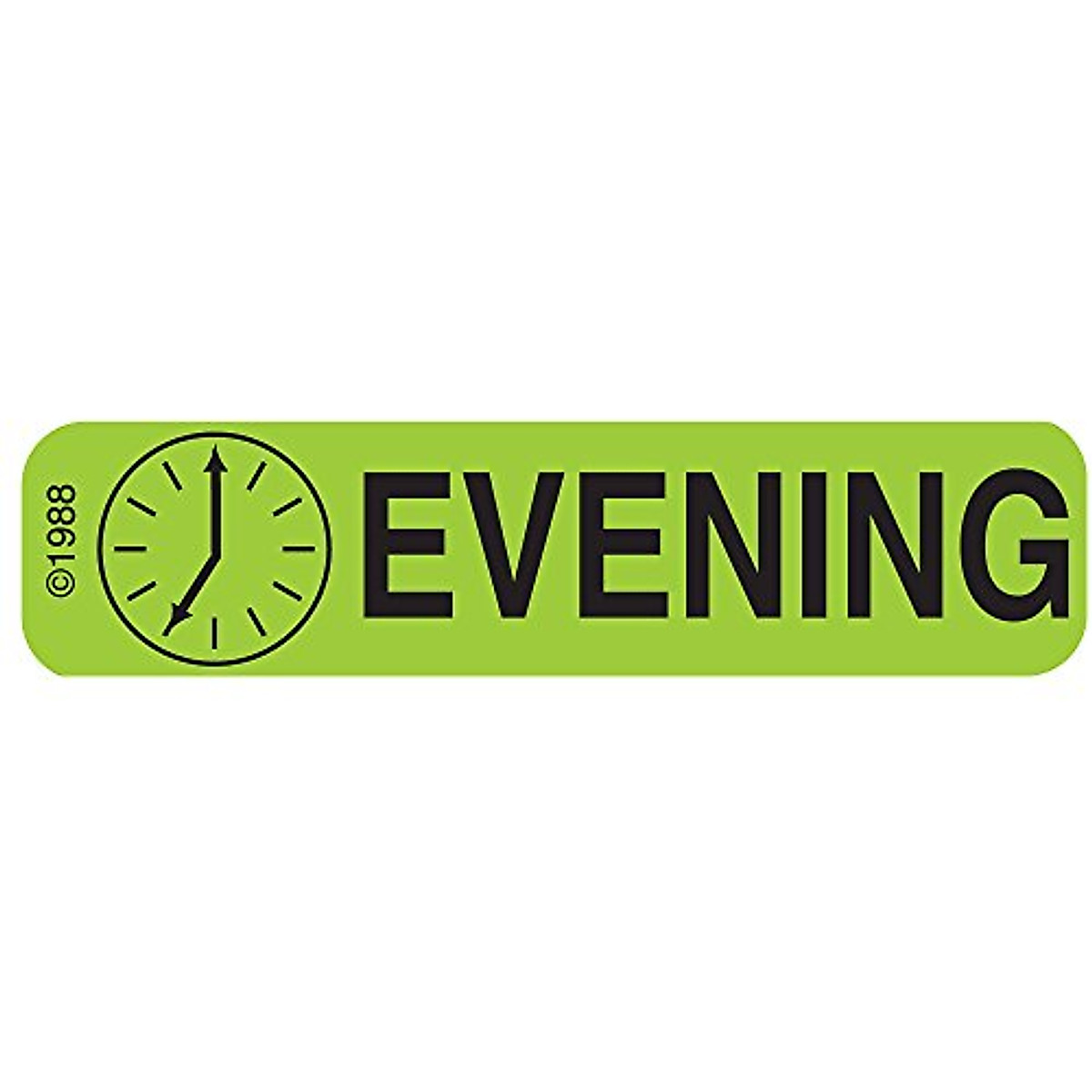 PHARMEX 1-796 Permanent Paper Label, Evening", 1 9/16" x 3/8", Green (500 per Roll, 2 Rolls per Box)