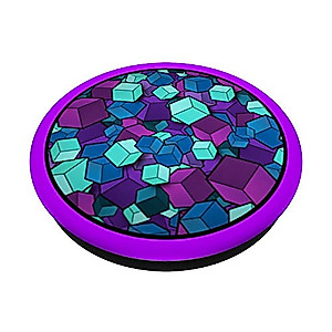 Geometric Cube Shape Blocks Purple Blue Abstract Art Design PopSockets Swappable PopGrip