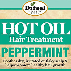 Difeel Peppermint Hot Oil Treatment for Dry, Irritated or Flaky Scalp - 7.1 oz Hair Treatment