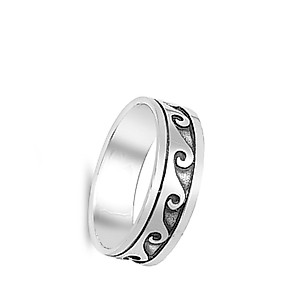 Eternity Wave Surf Fashion Polished Ring New 925 Sterling Silver Band Size 7