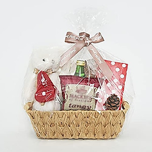 GRANNY SAYS Wicker Basket with Handles, Trapezoid Decorative Baskets Waterproof, Wicker Storage Baskets for Shelves, Nature, 2-Pack