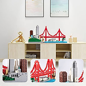 LUKHANG Gift Architecture: San Francisco Skyline Model Building Set Model Kit and Gift for Kids and Adults Micro Mini Block 1610 Pieces（with Color Package Box）