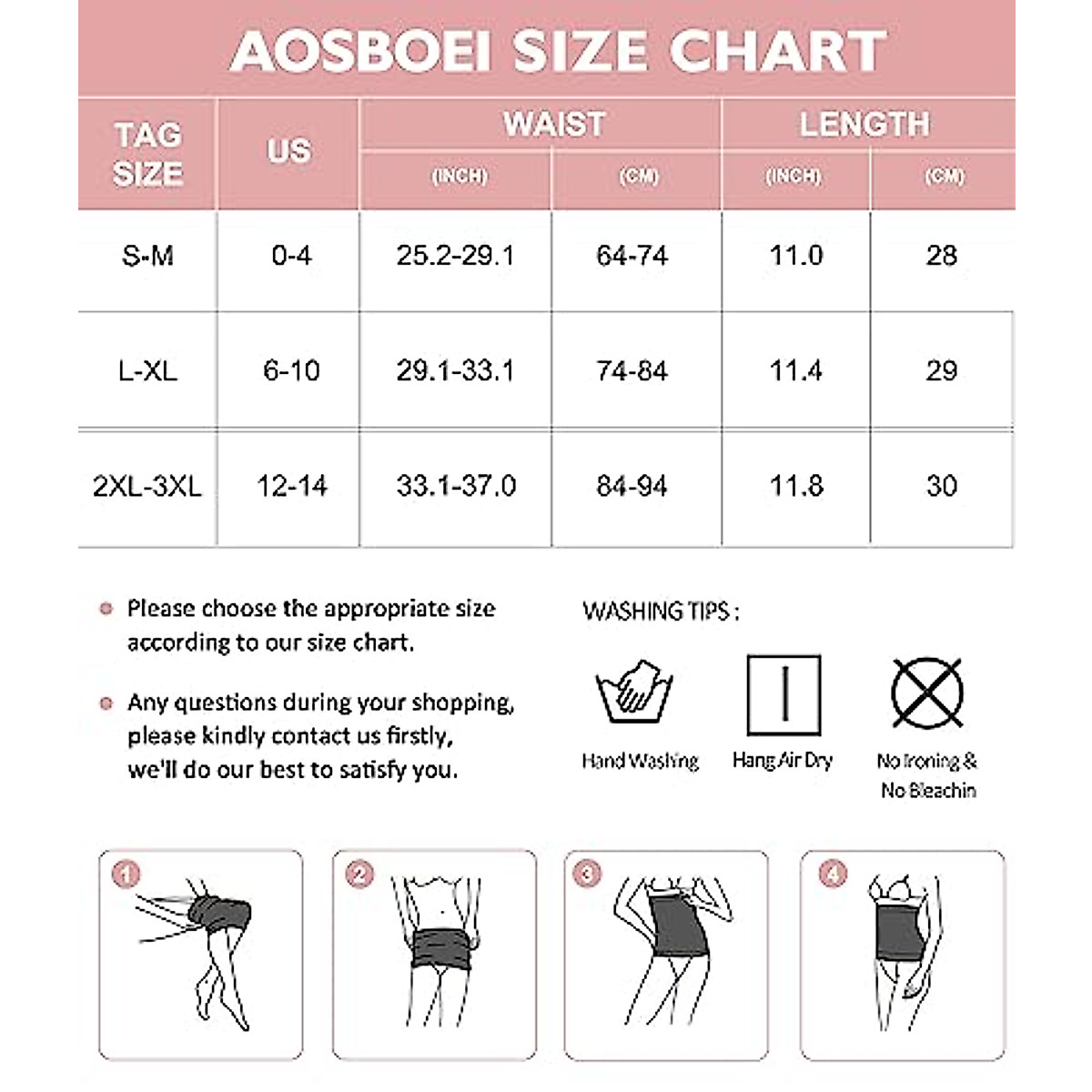 AOSBOEI Women Waist Trainer Shapewear Tummy Control Waist Cincher Sport Girdle Body Shaper Postpartum Recovery Belt (Small-Medium) Black