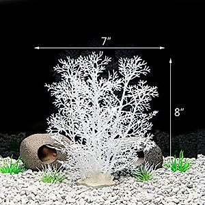 JIH Aquarium Decor Plastic Plant Small,Fish Tank Decoration Ornament Artificial Plants 8 inch (White 2 Pcs)