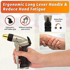 AUTOMAN Garden Hose Nozzle - 100% Metal High Pressure Spray Nozzle, Adjustable Spray Patterns,Labor-Saving,Heavy Duty Water Hose Nozzle for Garden Watering, Car Washing, Window Cleaning,Pets Showering