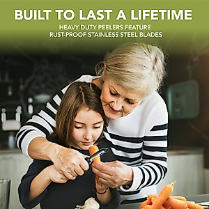 Olive's Kitchen Vegetable Peeler Set – Ergonomic Grip Peelers for Kitchen w/Razor-Sharp Swivel Blades - Stainless Steel Fruit Peeler for Potato, Apple, Carrot, Cucumber - Veggie Peeler (2 Pack)