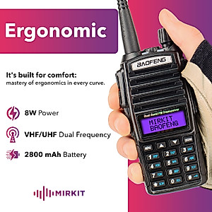 Mirkit Baofeng UV-82 MK5 8W Max Power 2024 Ham Radio VHF/UHF 144-148/420-450 mhz Two Way Radio with Baofeng Battery 2800 mAh - Tactical Radio & Mirkit Software for Walkie Talkies