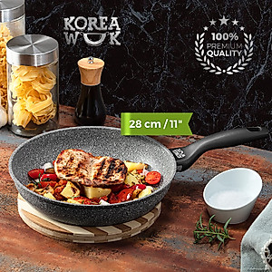 Oursson Frying Pan Nonstick Induction, Flat Bottom, Stir Fry Pan, Induction (11 inch Pan)