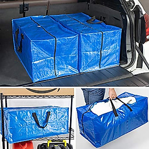 Heavy Duty Organizer Storage Bag - XL Moving Bags Totes with zippers for Clothing, College Moving Bags Compatible with Ikea Frakta Bag, 4 Packs