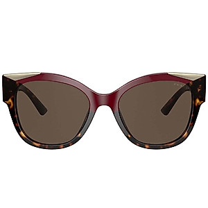 Prada PR 02WS 07C0D1 Maroon/Havana Plastic Square Sunglasses Brown Lens