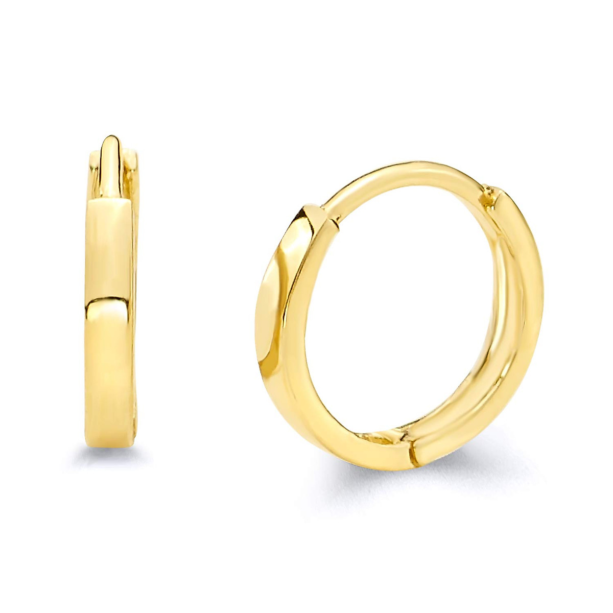 14k REAL Yellow Gold 2mm Thickness Huggie Earrings (11 x 11 mm)