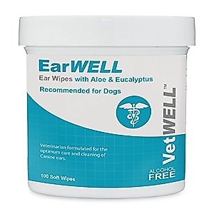 VetWELL Dog Ear Wipes - Otic Cleaning Wipes for Infections and Controlling Ear Infections and Ear Odor in Pets - EarWELL 100 Count