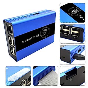 Premium Raspberry Pi Case Aluminum with Fan for Raspberry Pi 3B+/3/2B (Blue)